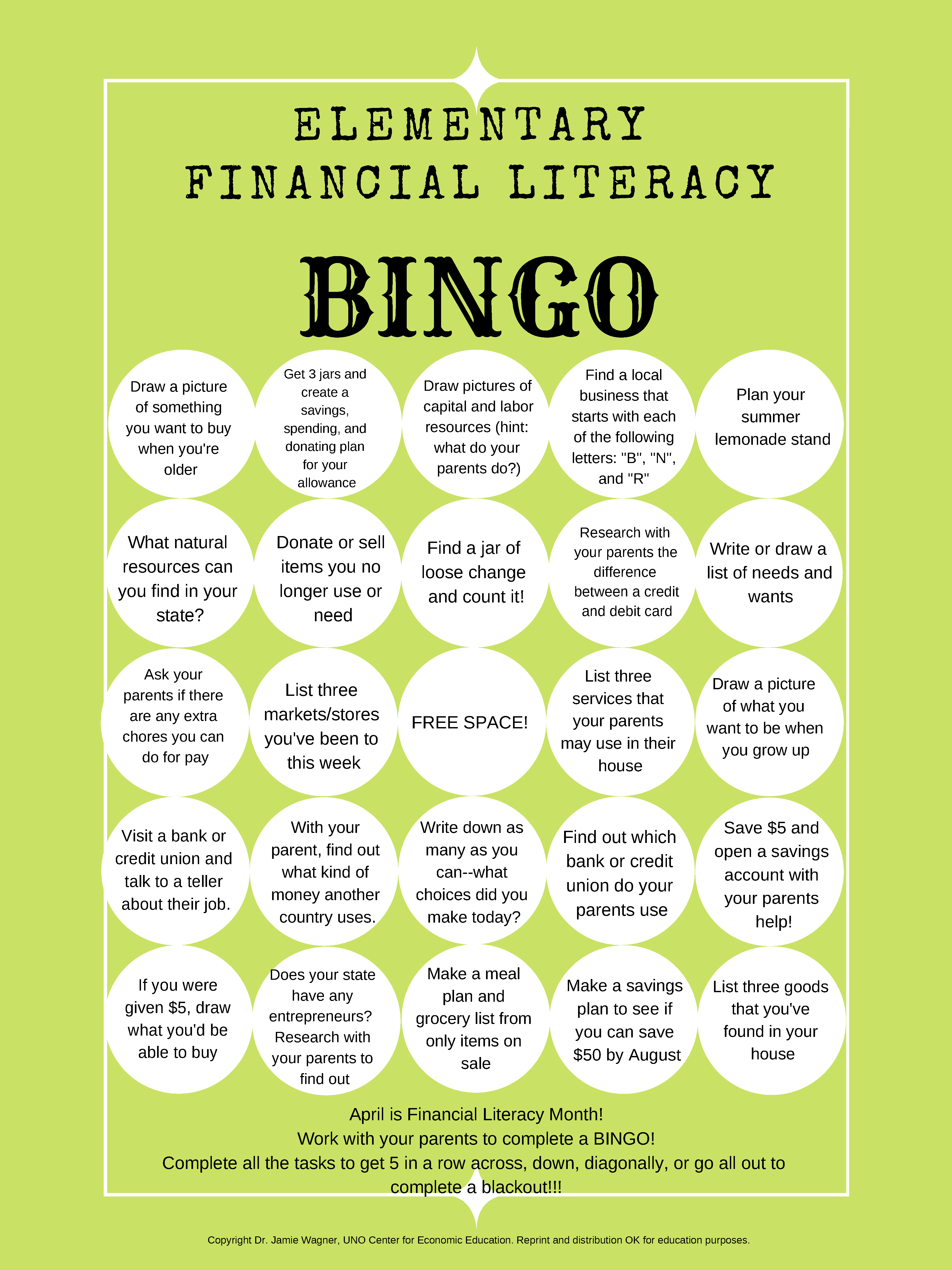 EconEdLink - Financial Literacy Bingo Cards